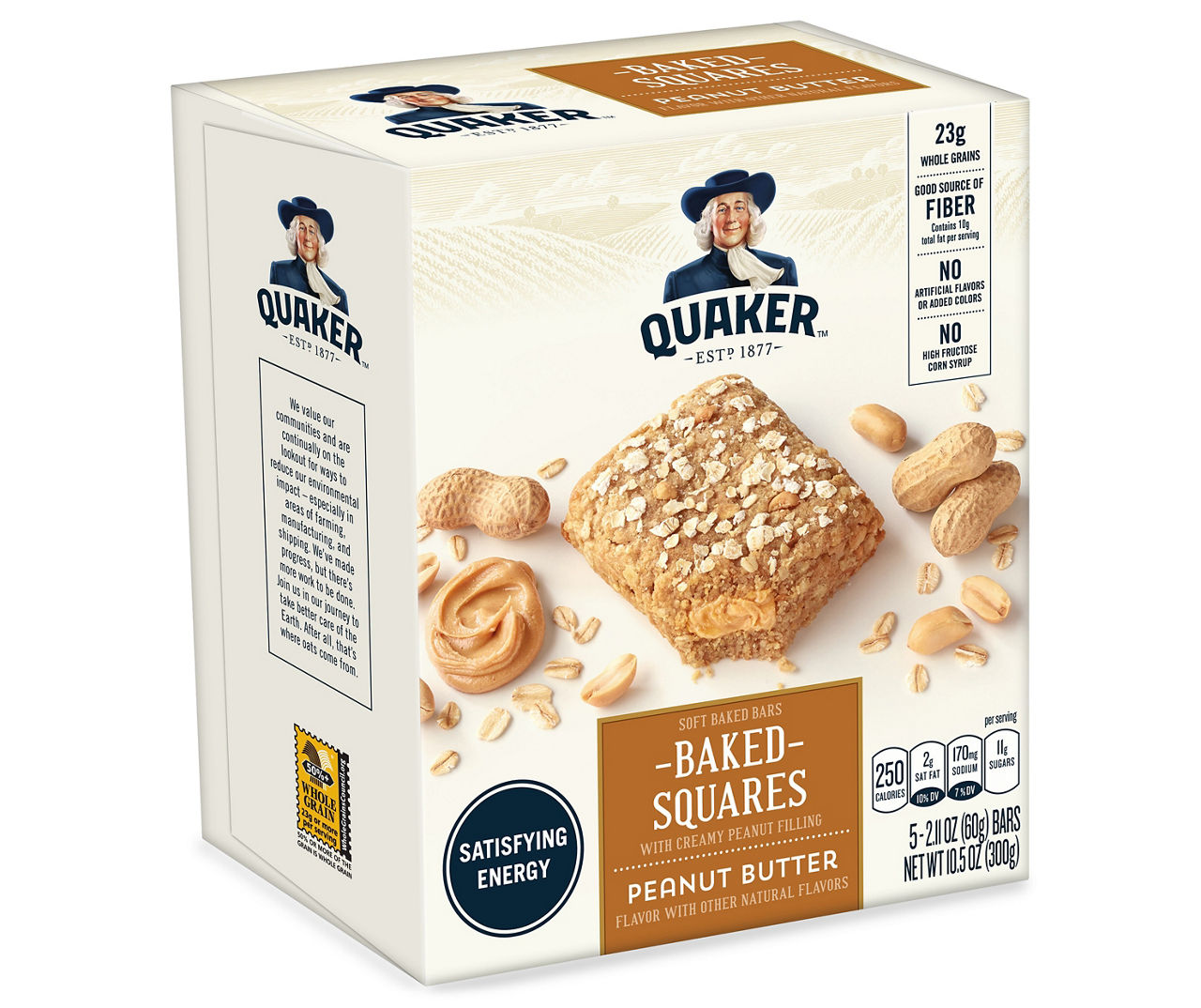Quaker Quaker Baked Squares Soft Baked Bars Peanut Butter Flavor 10.5 ...