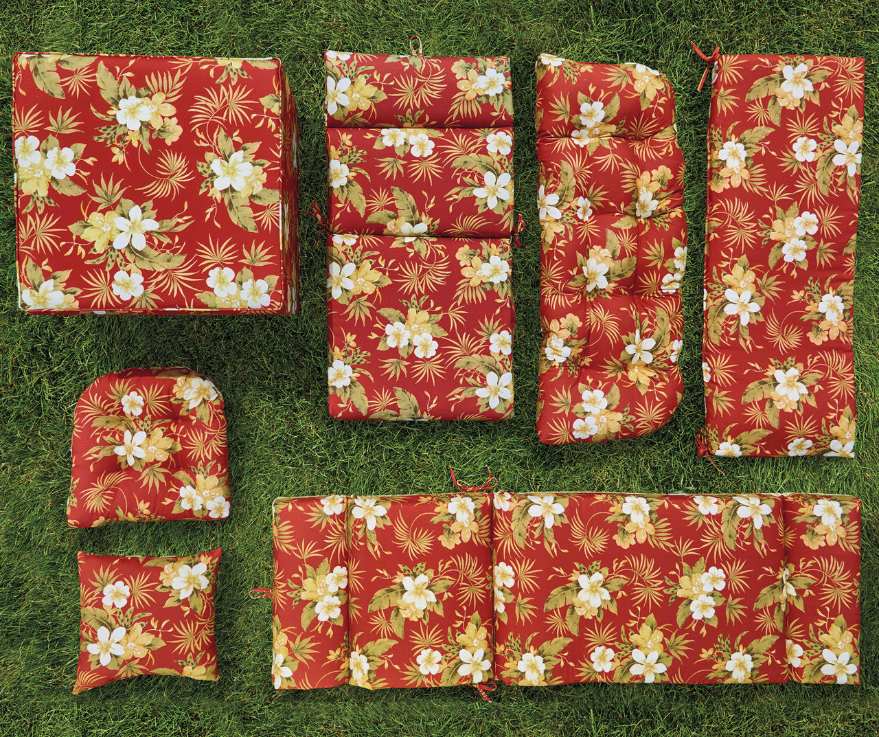 Emily Red Floral & Stripe Reversible Outdoor Bench Pad | Big Lots