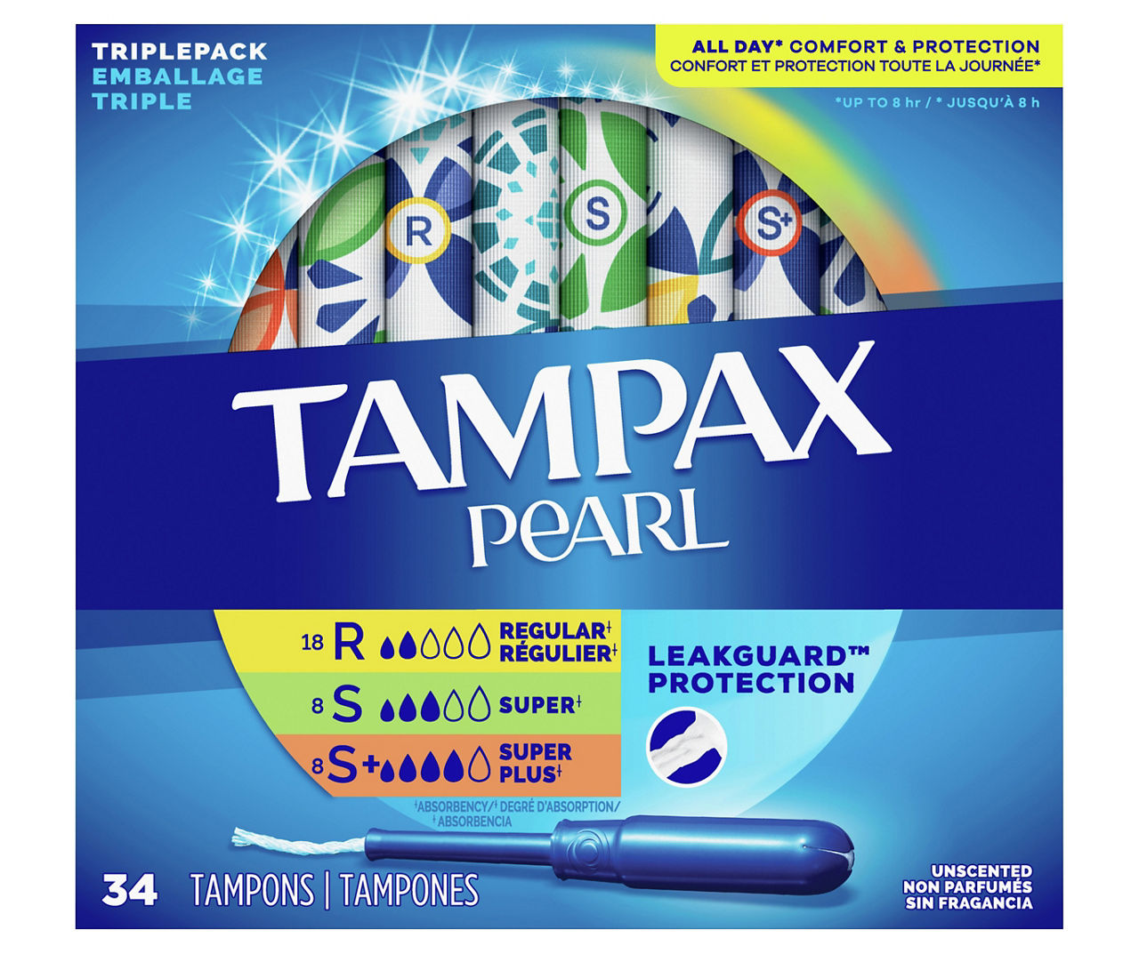 Tampax Pearl Regular/Super/Super Plus Trio Pack, 34-Count | Big Lots