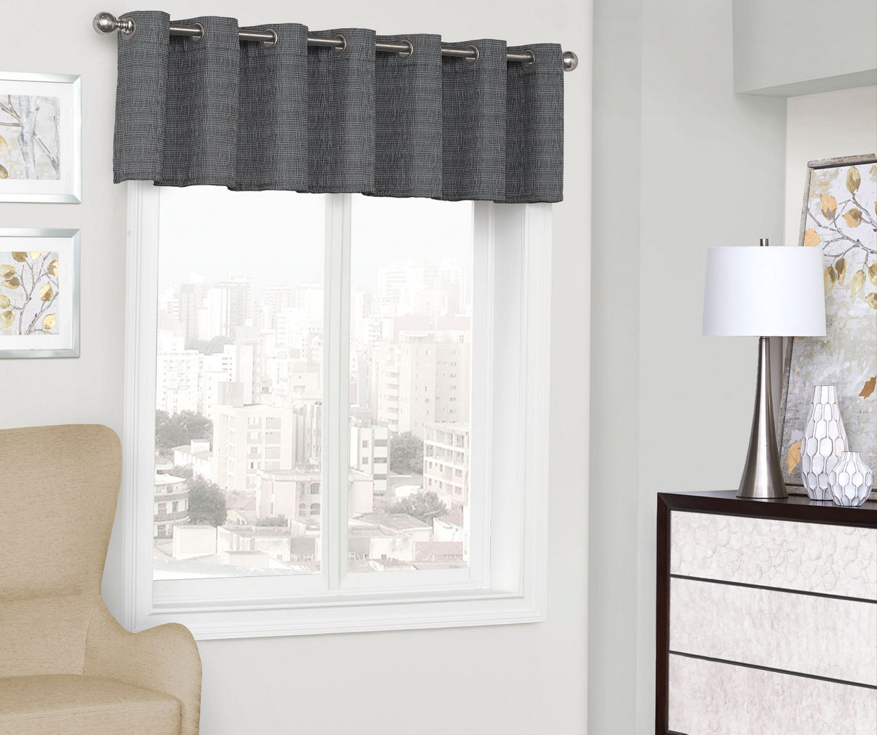 Sundown Etta Black Blackout Window Valance, (52" x 18") | Big Lots