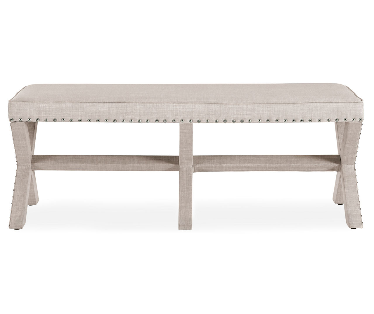 Beige Upholstered X-Shape Base Bed Bench | Big Lots