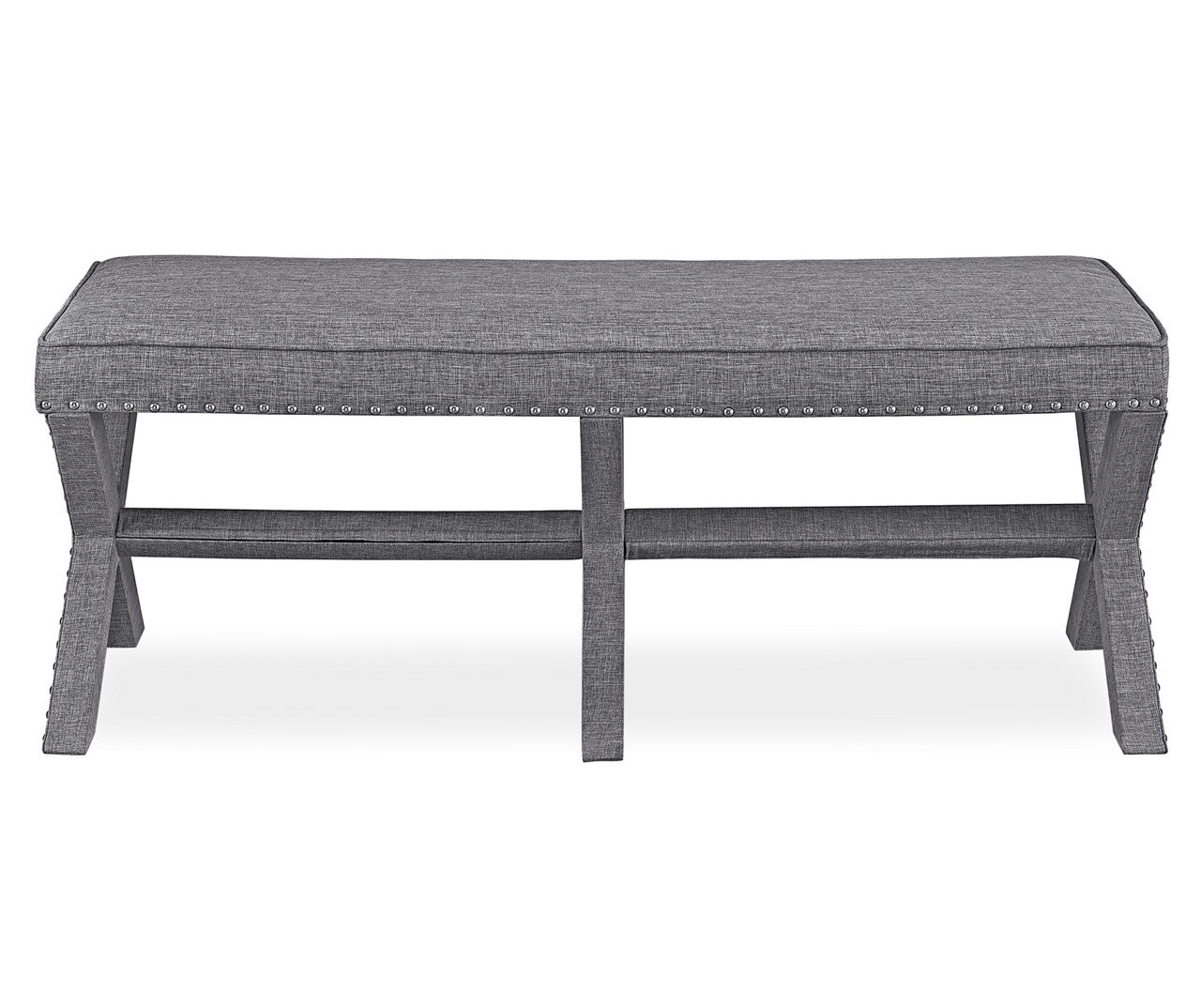 Gray Upholstered X-Shape Base Bench | Big Lots