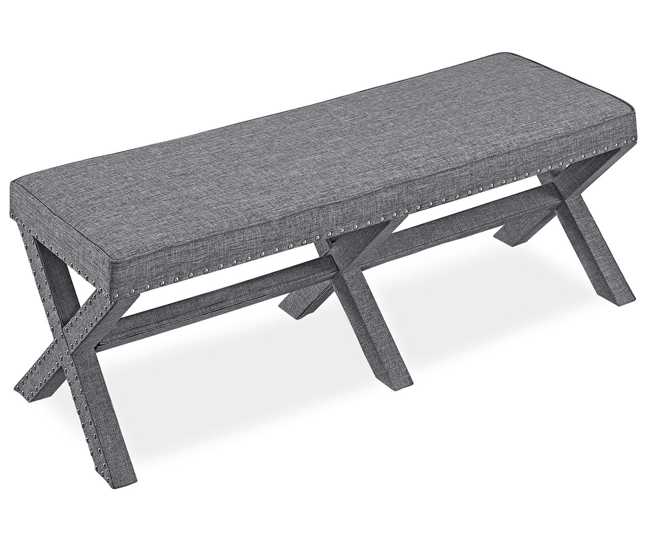 Gray Upholstered X-Shape Base Bench | Big Lots