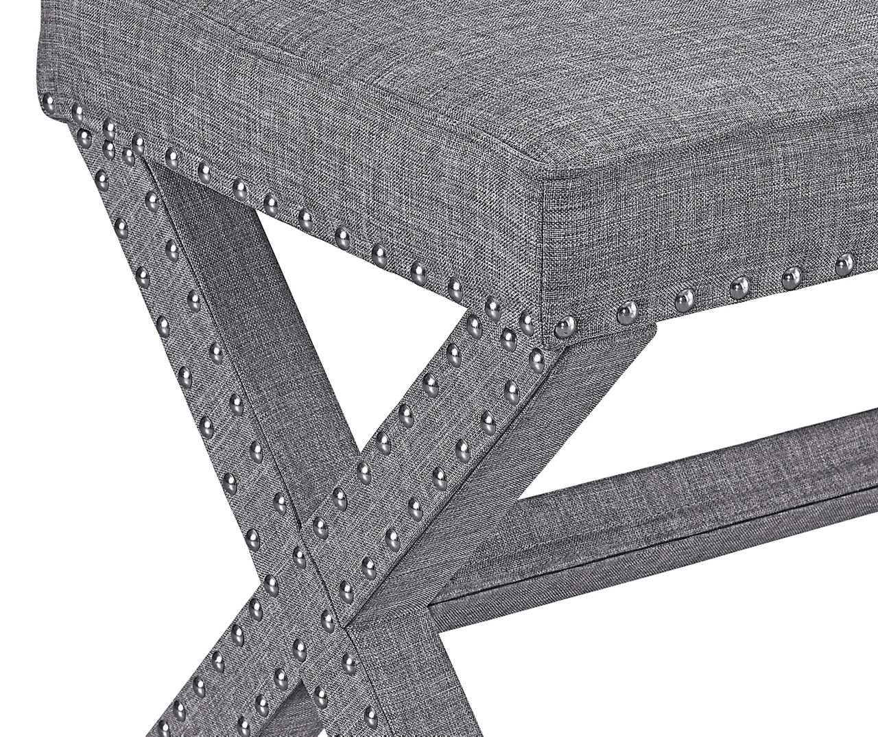 Gray Upholstered X-Shape Base Bench | Big Lots