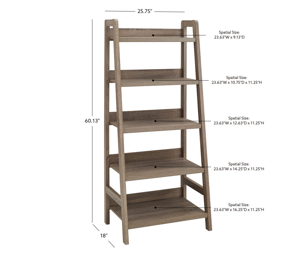 Grey ladder bookcase store