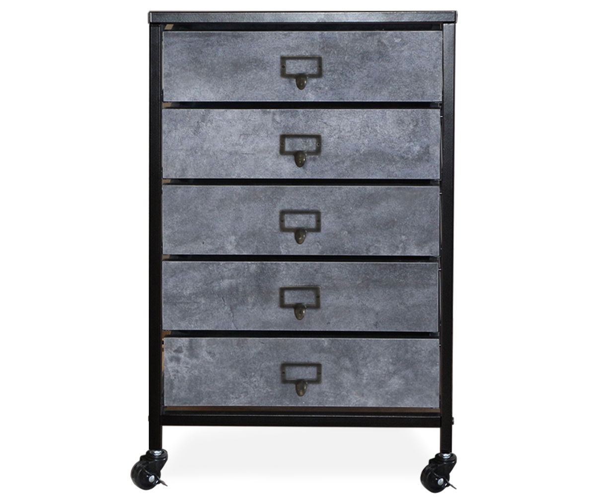 Stratford Faux Concrete 5-Drawer Rolling Cart | Big Lots