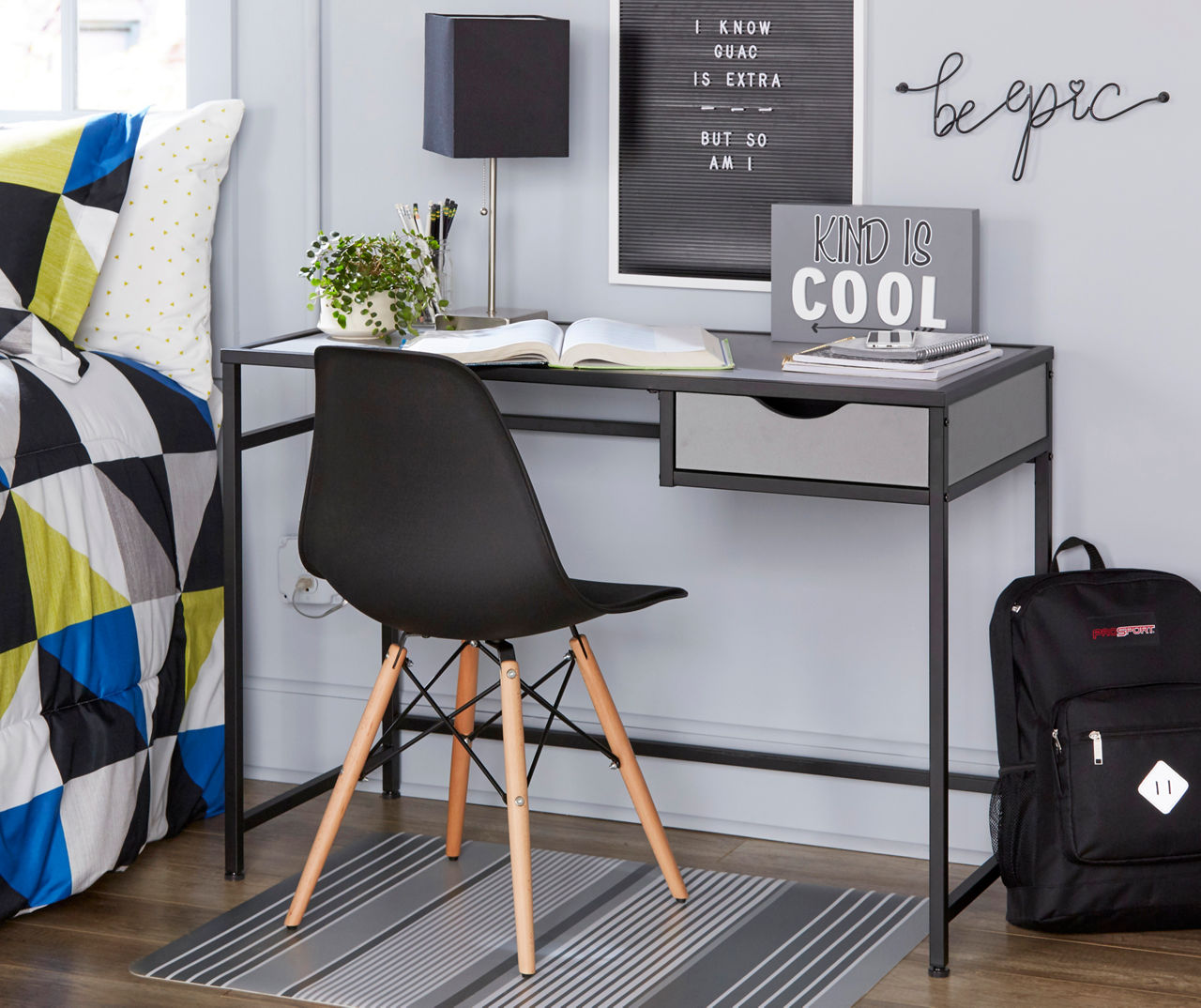 Just Home Gray Black Metal & Melamine Desk | Big Lots