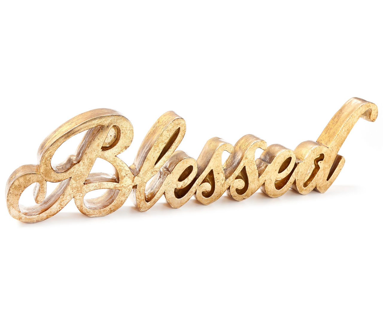 Harvest Cottage "Blessed" Golden Word Script Plaque | Big Lots