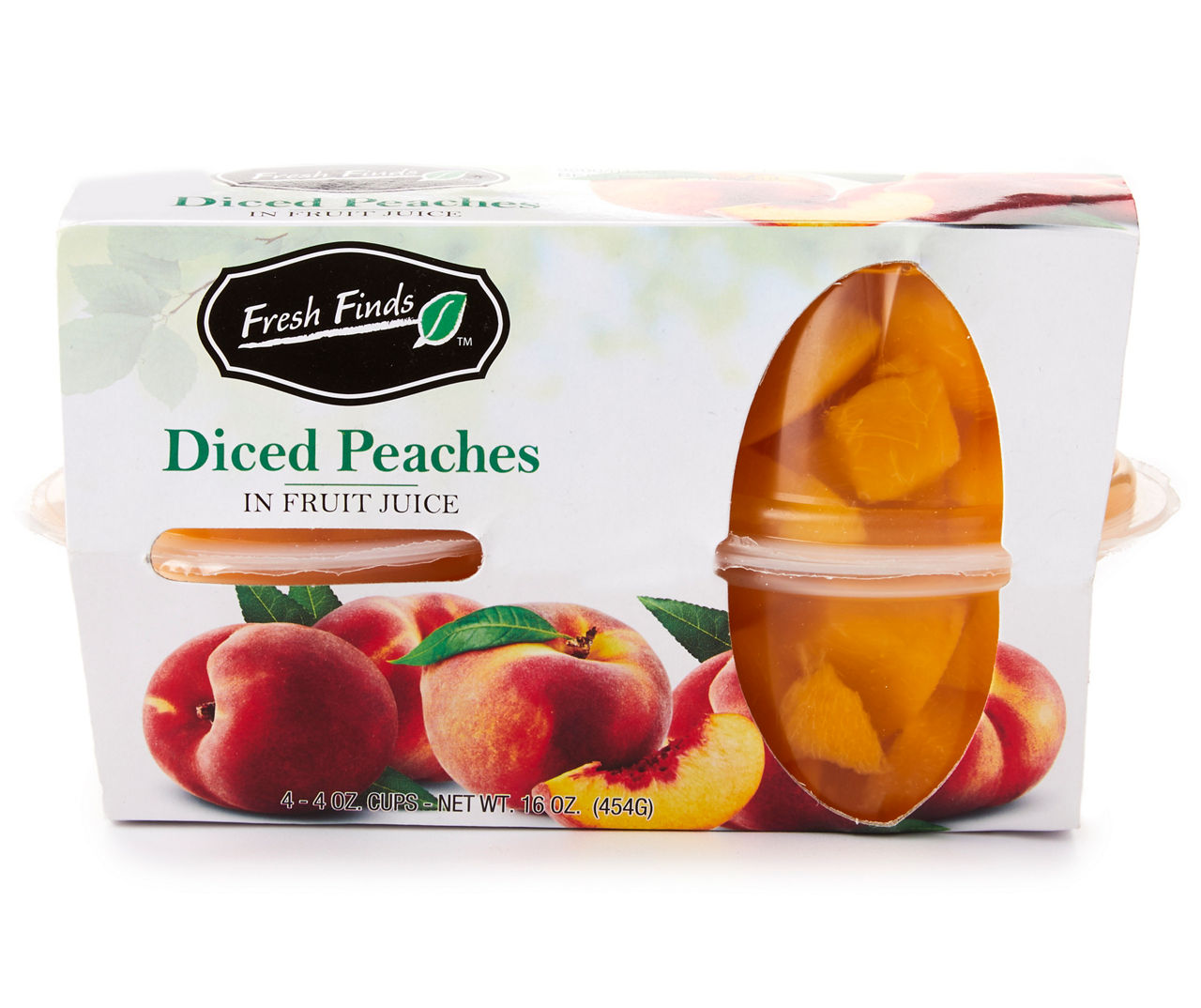 Fresh Finds Diced Peaches Fruit Cups in Fruit Juice, 4-Pack | Big Lots
