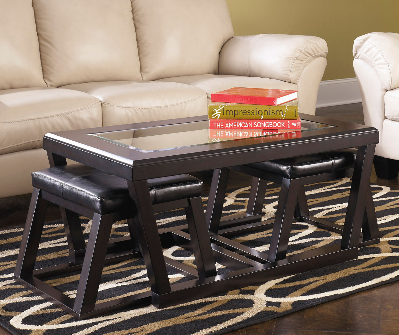 Signature Design By Ashley Kelton Coffee Table with Nesting Ottomans ...