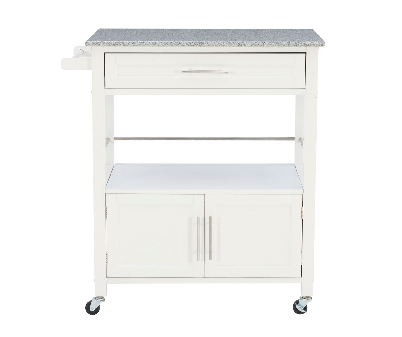 White Double Door Kitchen Cart with Granite Top | Big Lots