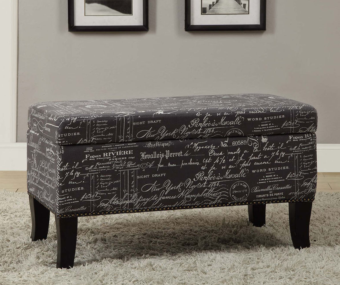 Claudia Gray Script Storage Ottoman | Big Lots