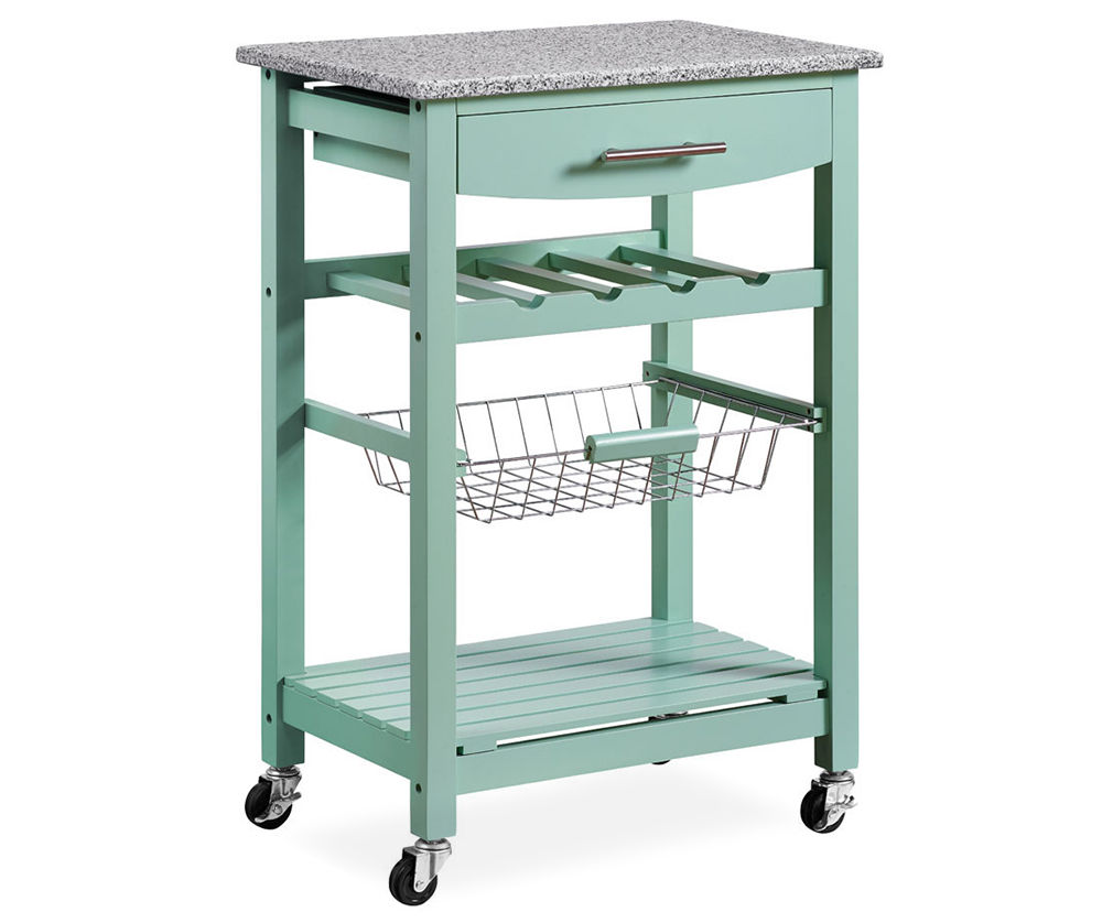 Smith Granite Top Kitchen Cart with Storage Basket | Big Lots