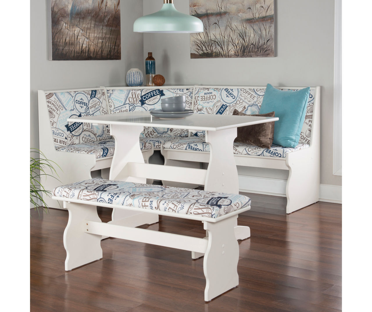 Maggie 3 Piece Breakfast Dining Nook with Coffee Cushions
