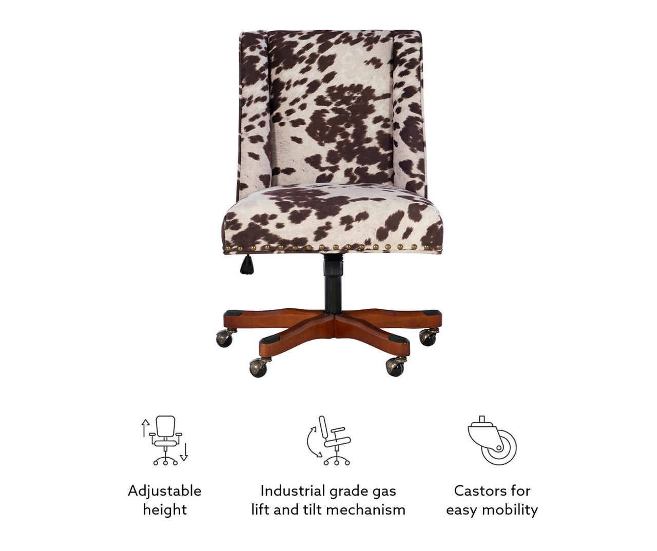 Cow Print Square Back Office Chair with Nailhead Trim | Big Lots