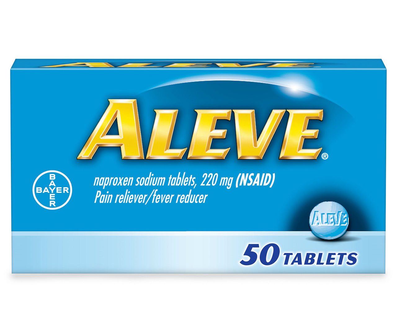 Aleve Pain Reliever/Fever Reducer Naproxen 200 Mg Sodium Tablets, 50 ...