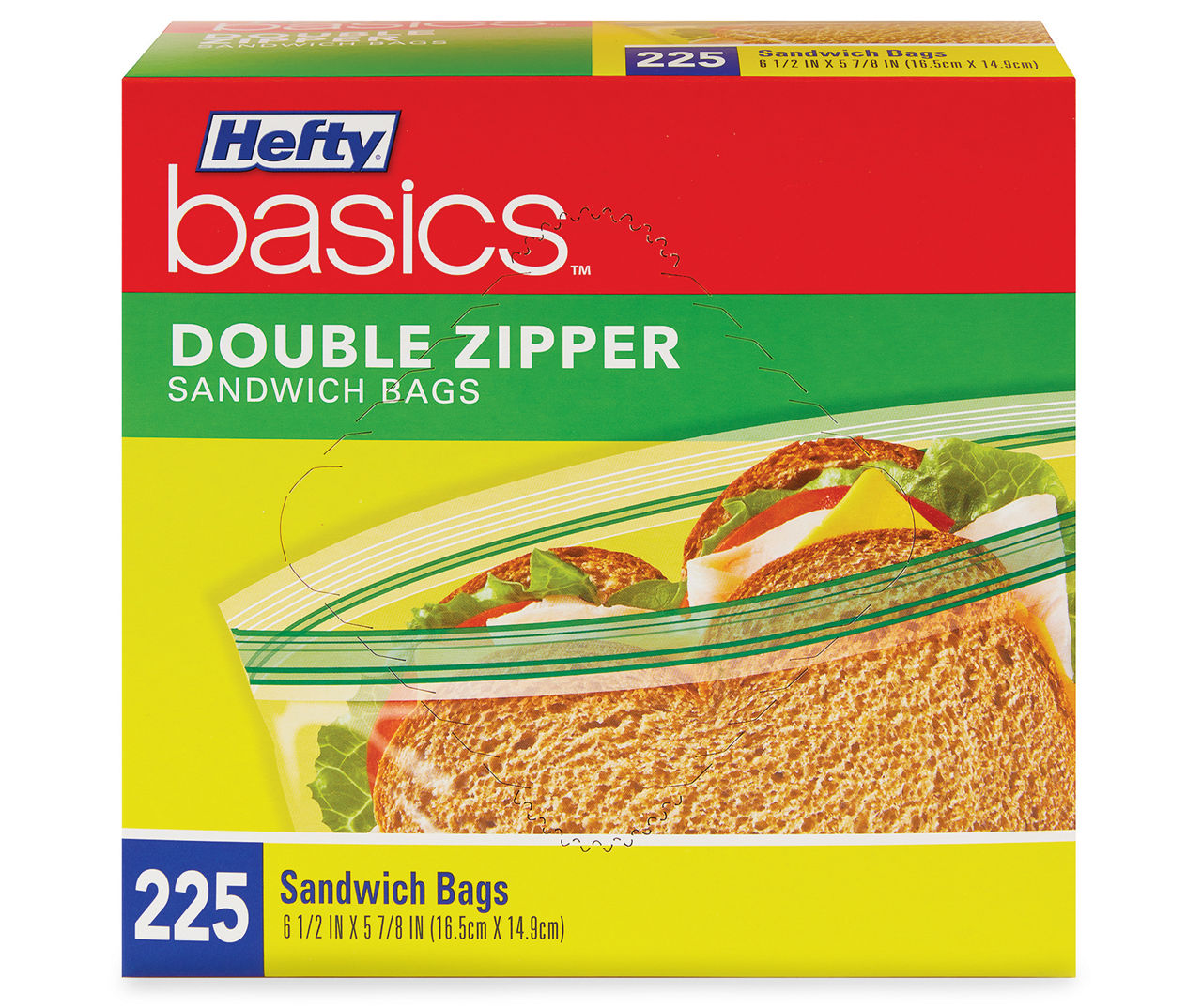 Hefty Basics Double Zipper Sandwich Bags, 225-Count | Big Lots