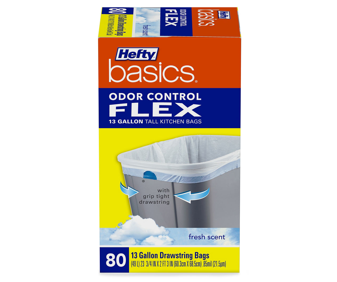 Hefty Basics Hefty Basics Flex Odor Control 13 Gallon Tall Kitchen ...
