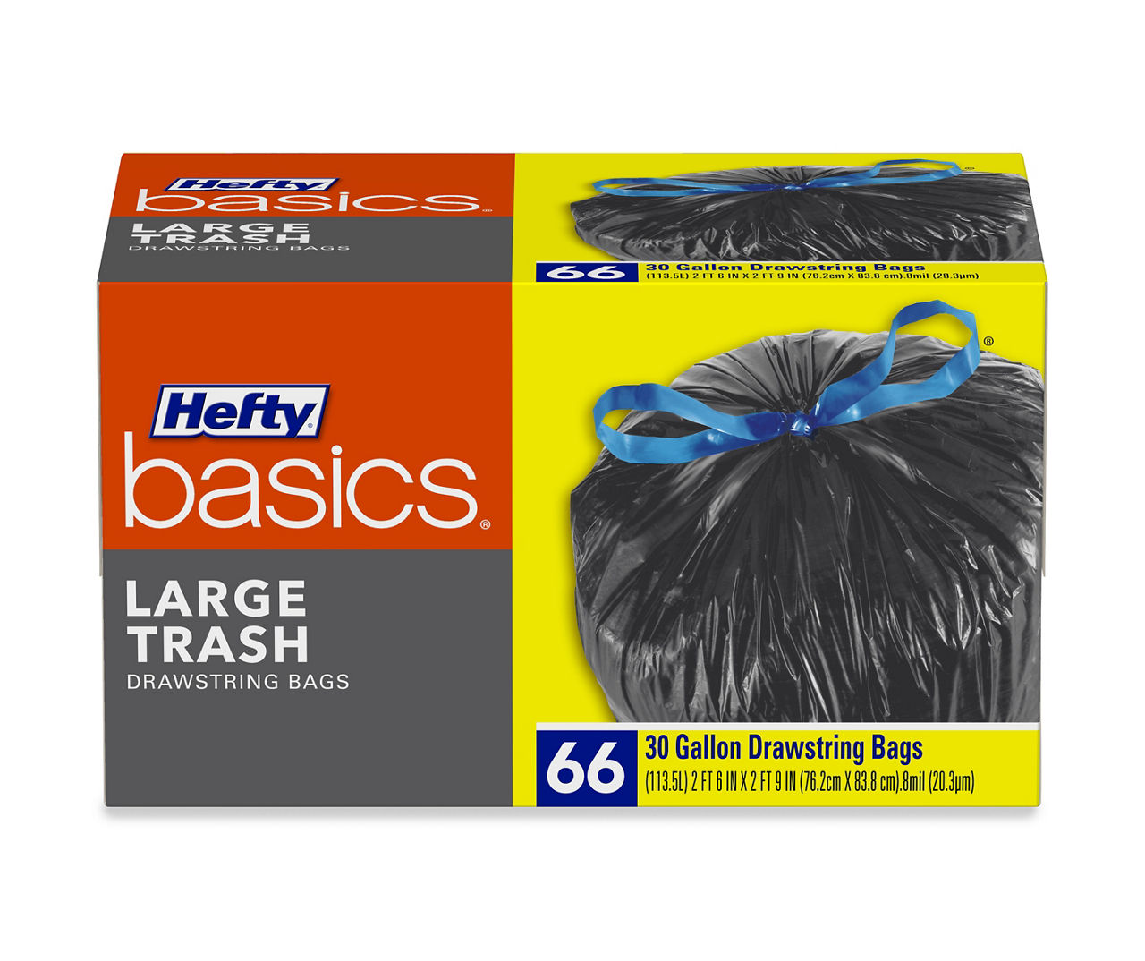Hefty Basics Hefty Basics 30 Gallon Large Trash Drawstring Bags 66 ct ...