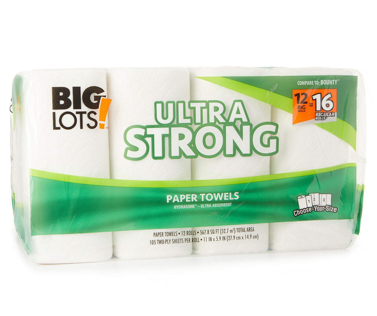 Big Lots Ultra Strong Choose-Your-Size Big Rolls Paper Towels, 12-Count ...