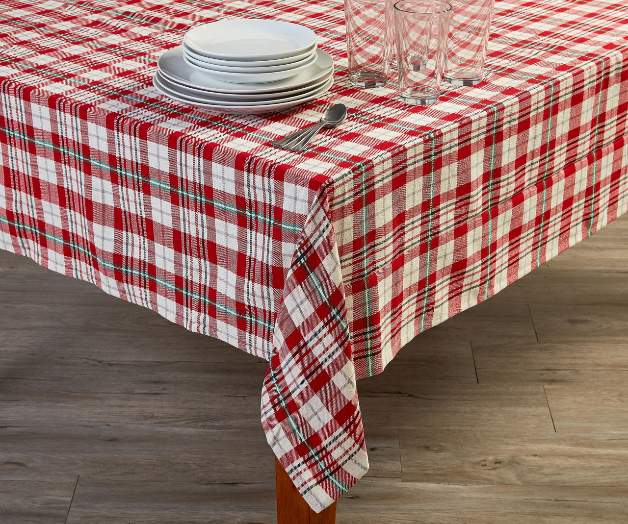 Red, White & Green Plaid Fabric Tablecloths | Big Lots
