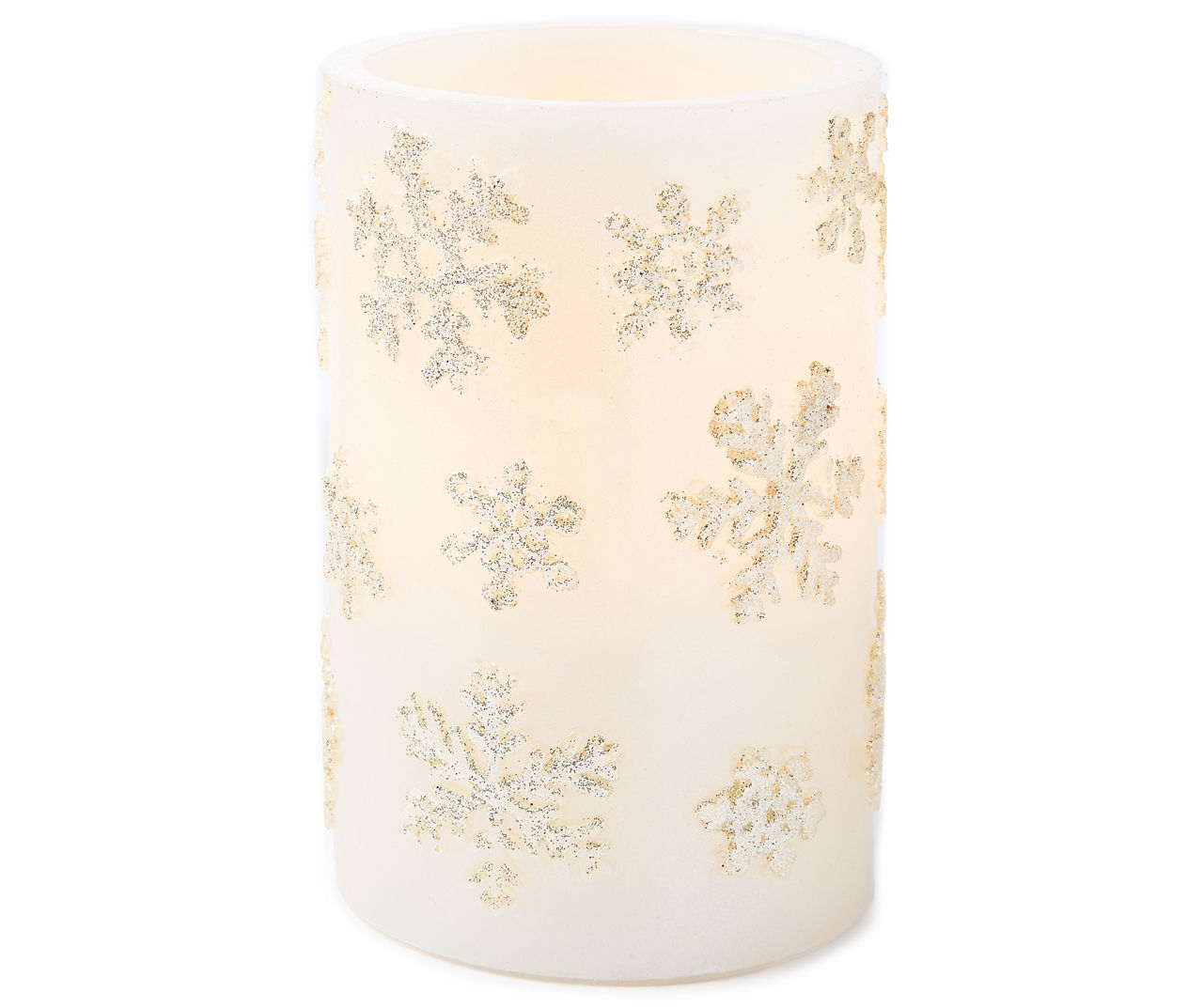 Snowflake LED Pillar Candle, (4" x 6") | Big Lots