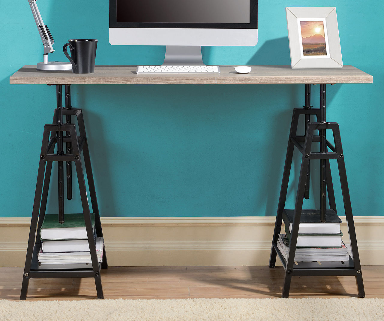 Gray Wood & Metal Adjustable Height Writing Desk | Big Lots