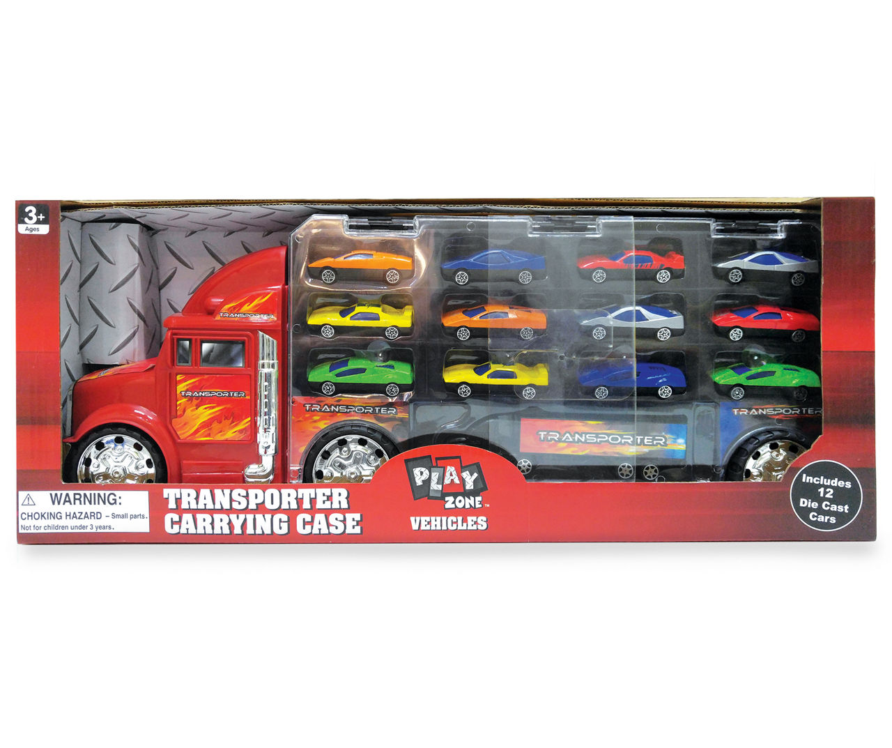 Play Zone Transporter Truck Carrying Case with Die Cast Cars, 14-Piece ...