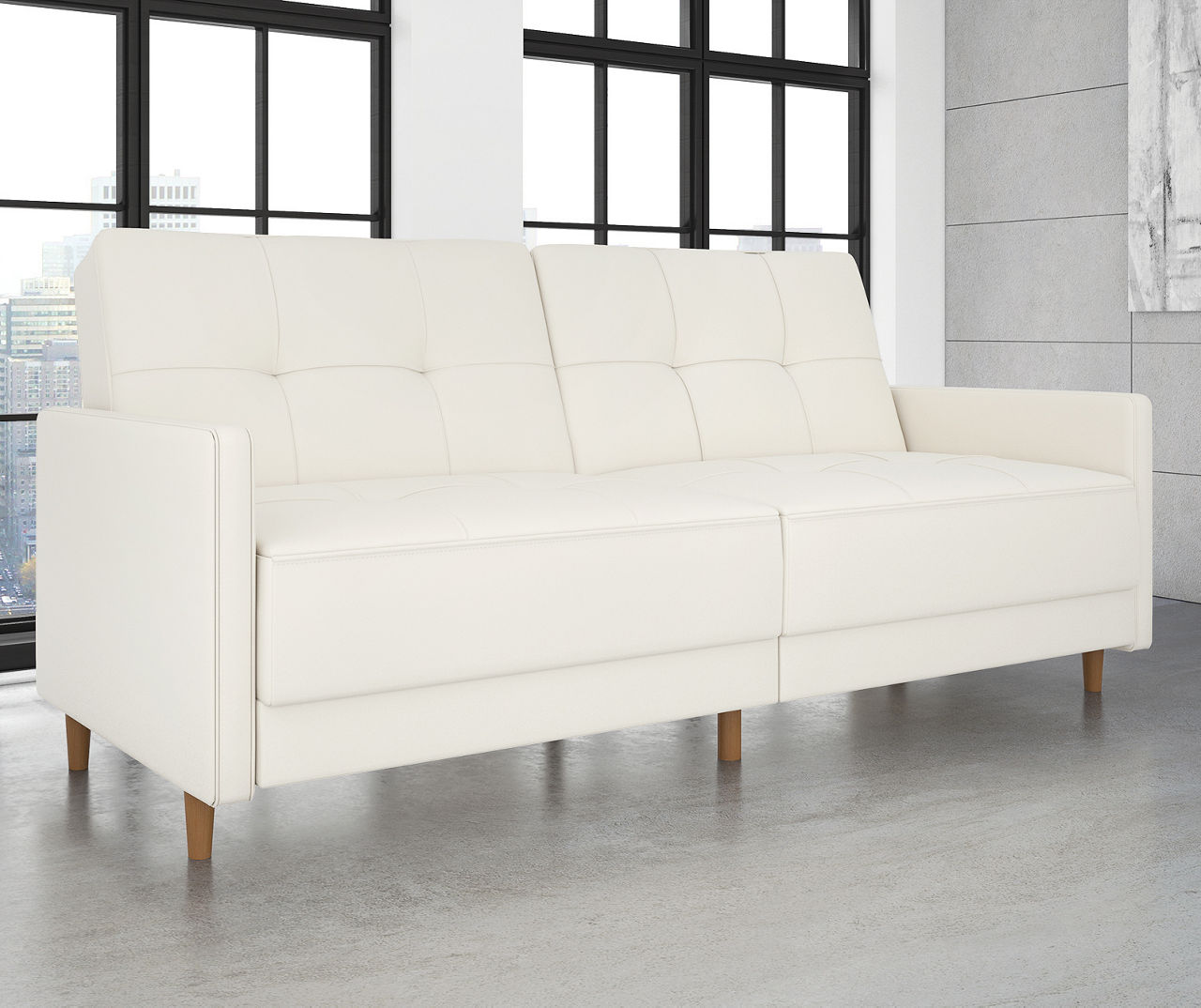 White leather futon store
