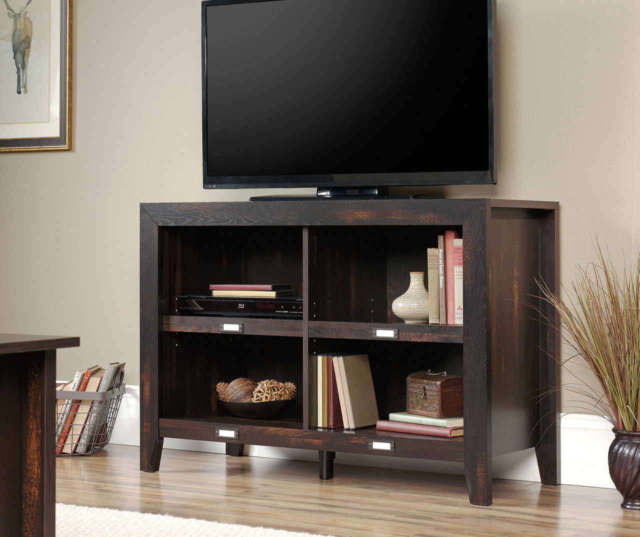 Sauder Dakota Char Pine 4-Cubby Console Table | Big Lots