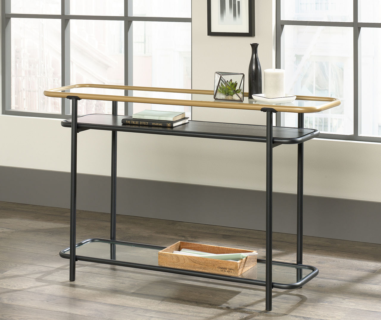 Sauder Boulevard Café Black Metal & Glass Console Table | Big Lots