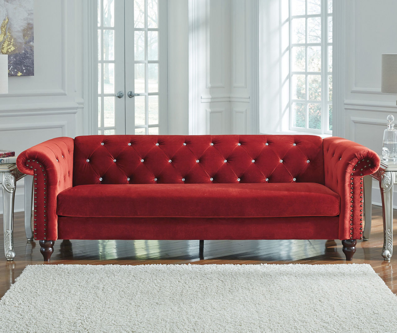 Malchin Red Tufted Chesterfield Sofa