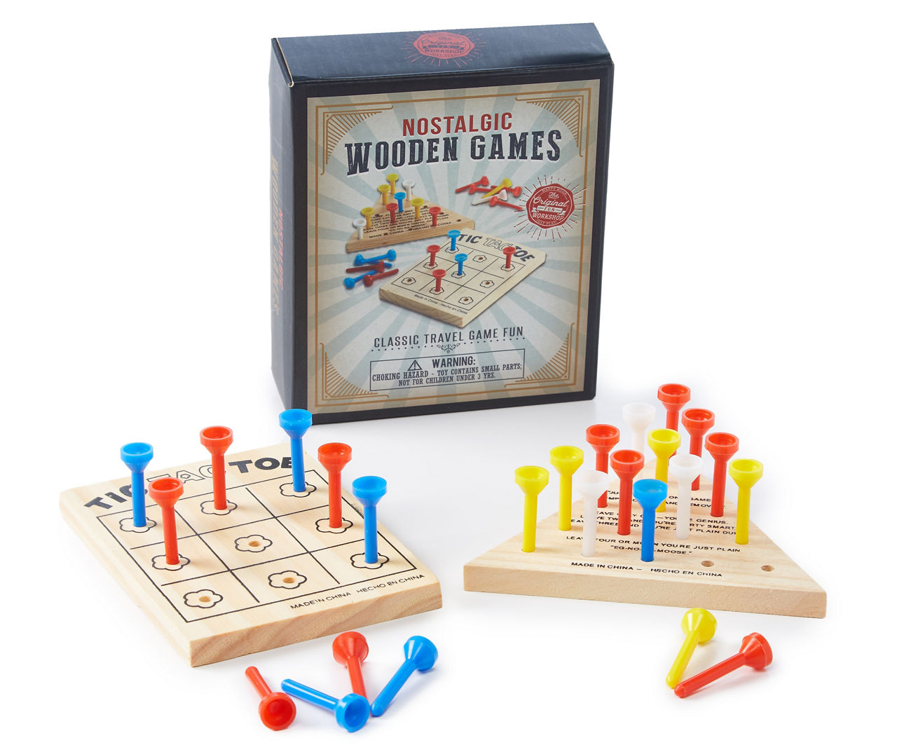 Samsonico Tic Tac Toe & Solitaire Nostalgic Wooden Travel Games | Big Lots