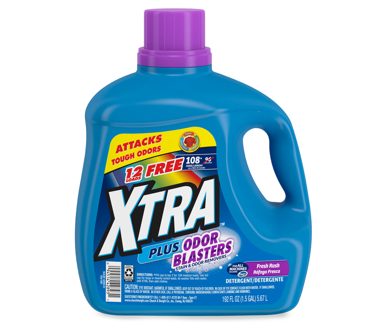 Xtra Xtra Plus Odor Blasters Liquid Laundry Detergent, Fresh Rush ...