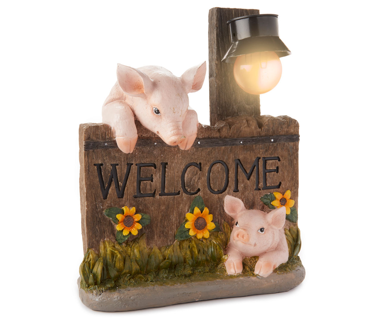 Wilson & Fisher "Welcome" Pigs with Sign Solar Light Statuary, (14 ...