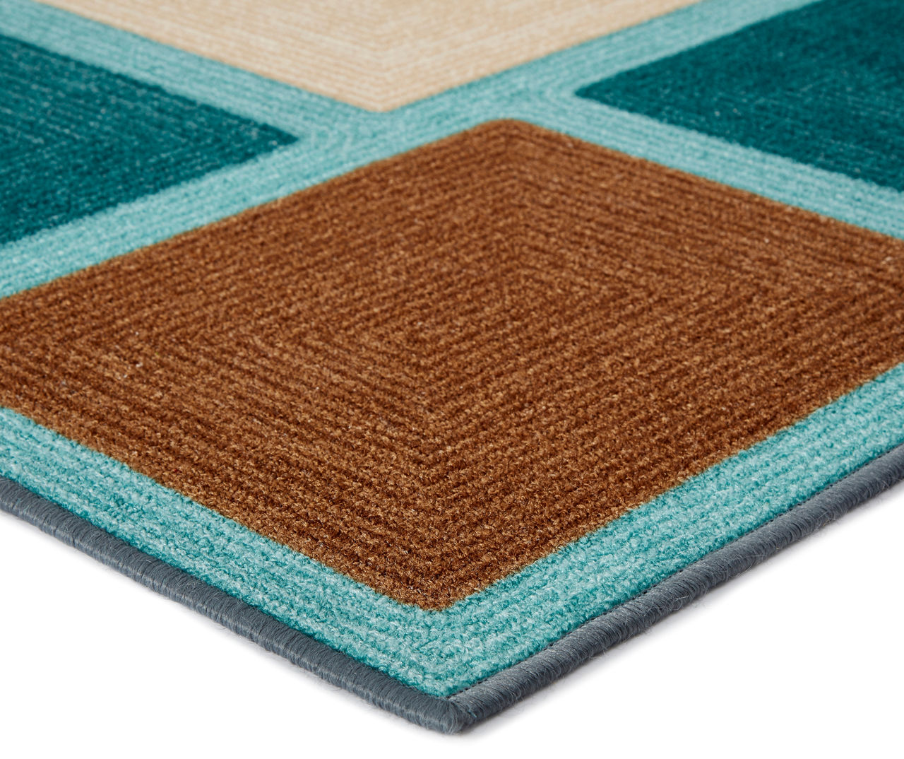 Teal & Brown Block Outdoor Area Rug, (8' x 10') | Big Lots