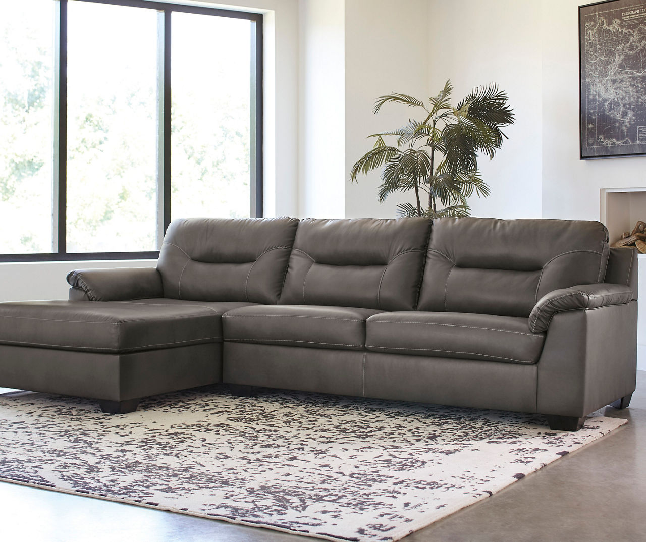 Signature Design by Ashley Carrillo Gray Faux Leather Living Room Sectional Big Lots