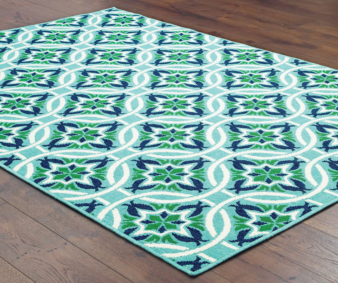Halsey Blue & Green Outdoor Area Rug, (6'7" x 9'6") | Big Lots