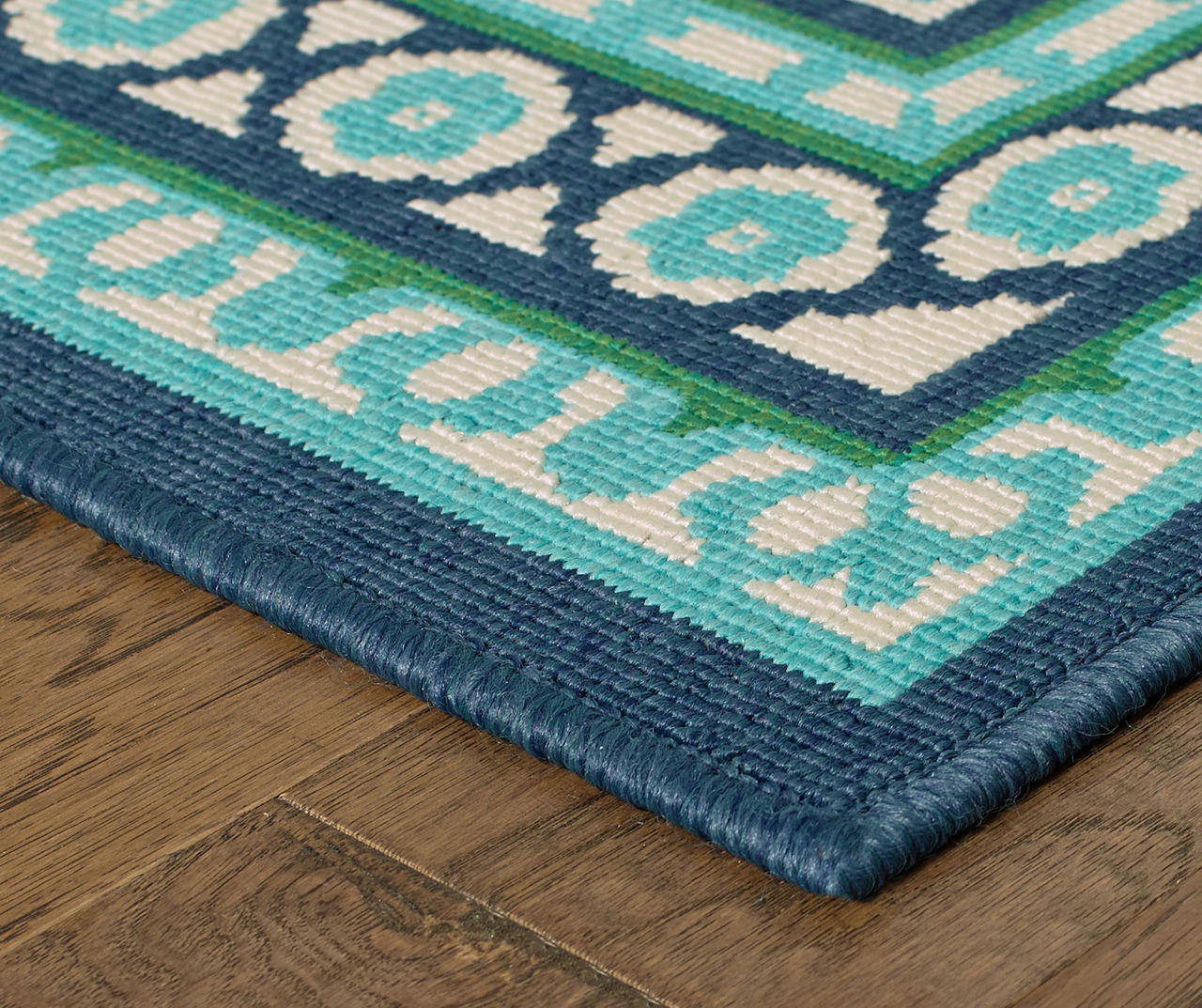 Kimbell Navy Blue Round Outdoor Area Rug, (7'10") | Big Lots