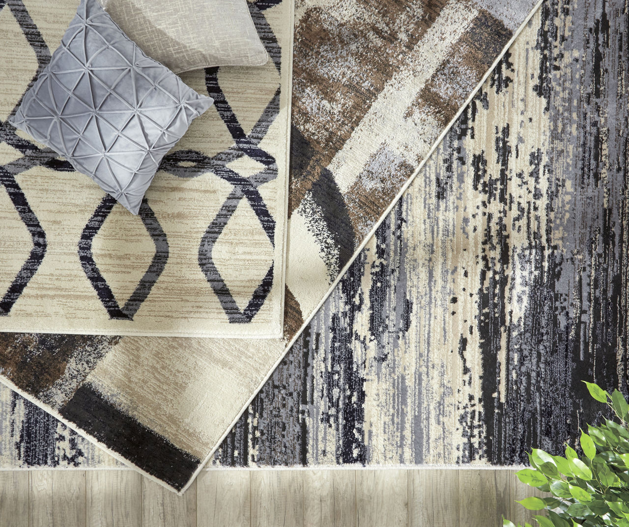 Living Colors Abstract Tan & Black Area Rug, (6'7" x 8'6") | Big Lots