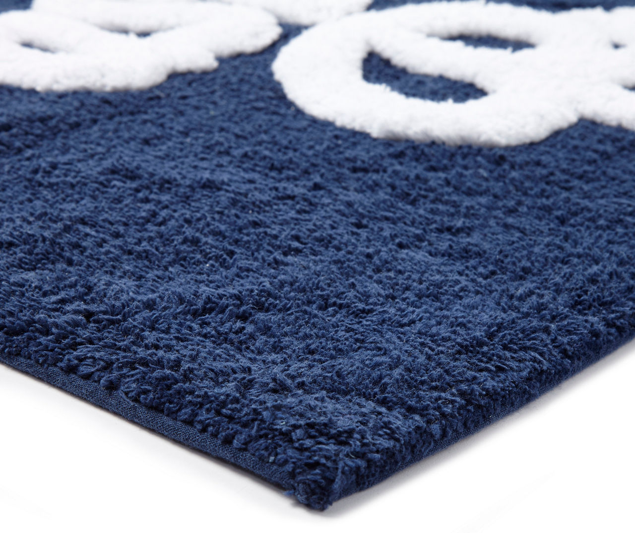 "Just Breathe" Navy Blue & White Cotton Bath Rug | Big Lots