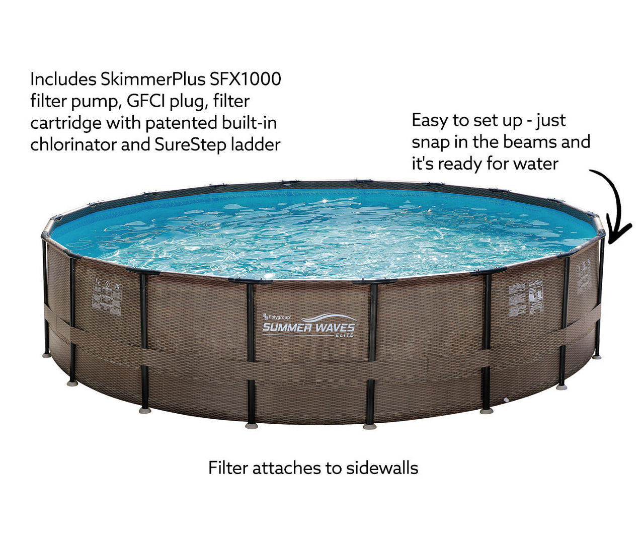 Summer Waves 18' x 48" Wicker Print Metal Frame Pool | Big Lots