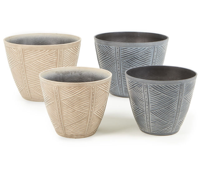 11.93" Beige Embossed Triangle Plastic Planter | Big Lots