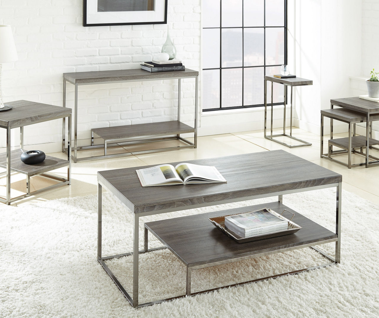 Lucia Nesting Tables with Nickel 2 Piece Set Big Lots