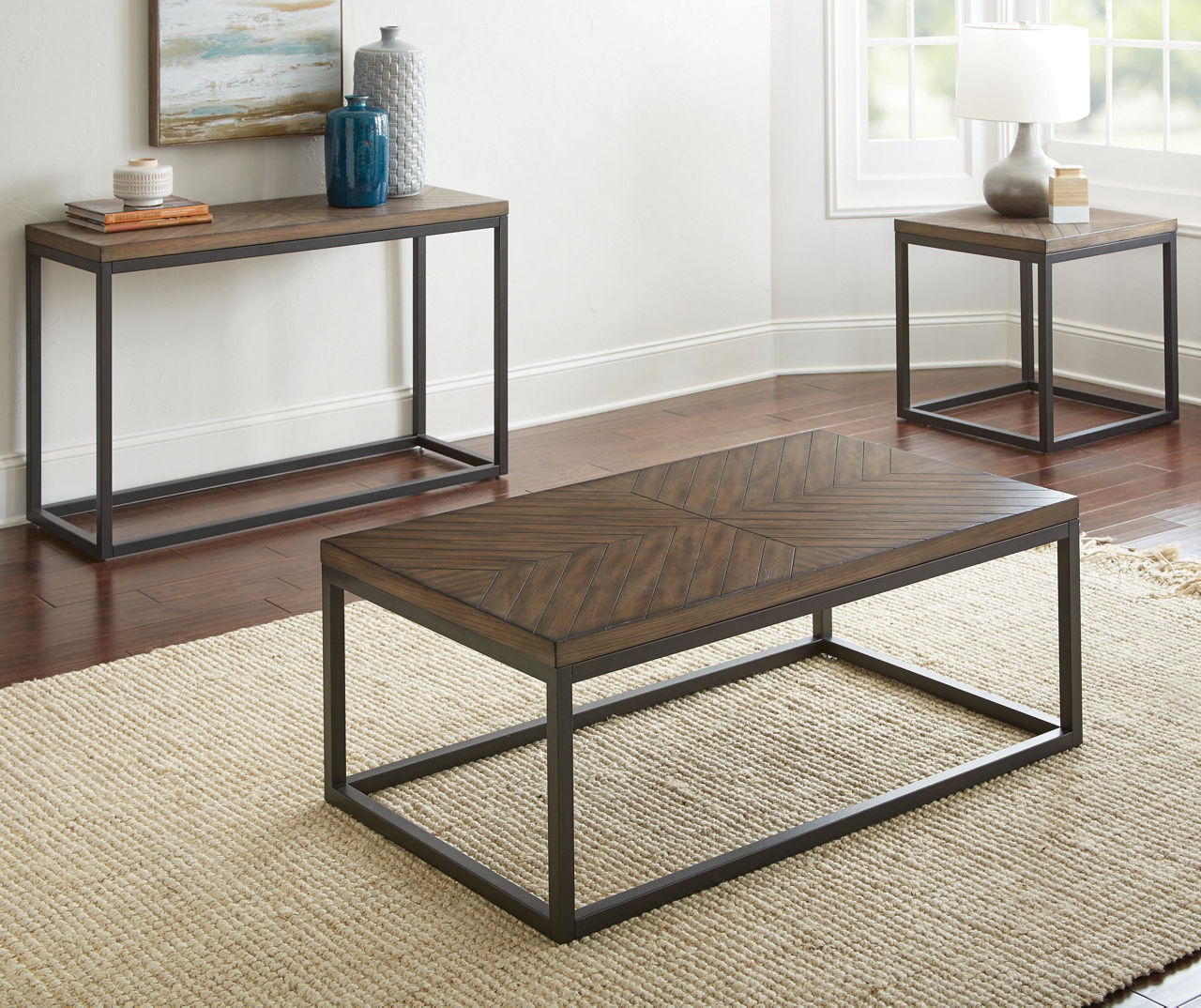 Aleka Wood Metal End Table Big Lots