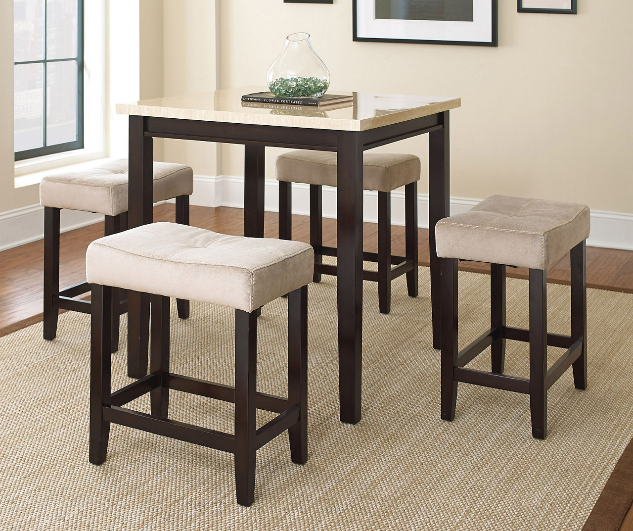 Aberdeen Gray Driftwood 5-Piece Stool & Table Dining Set | Big Lots