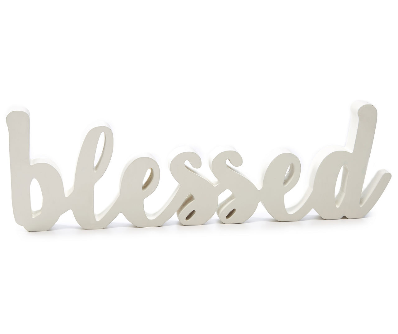 "Blessed" White Word Script Plaque | Big Lots