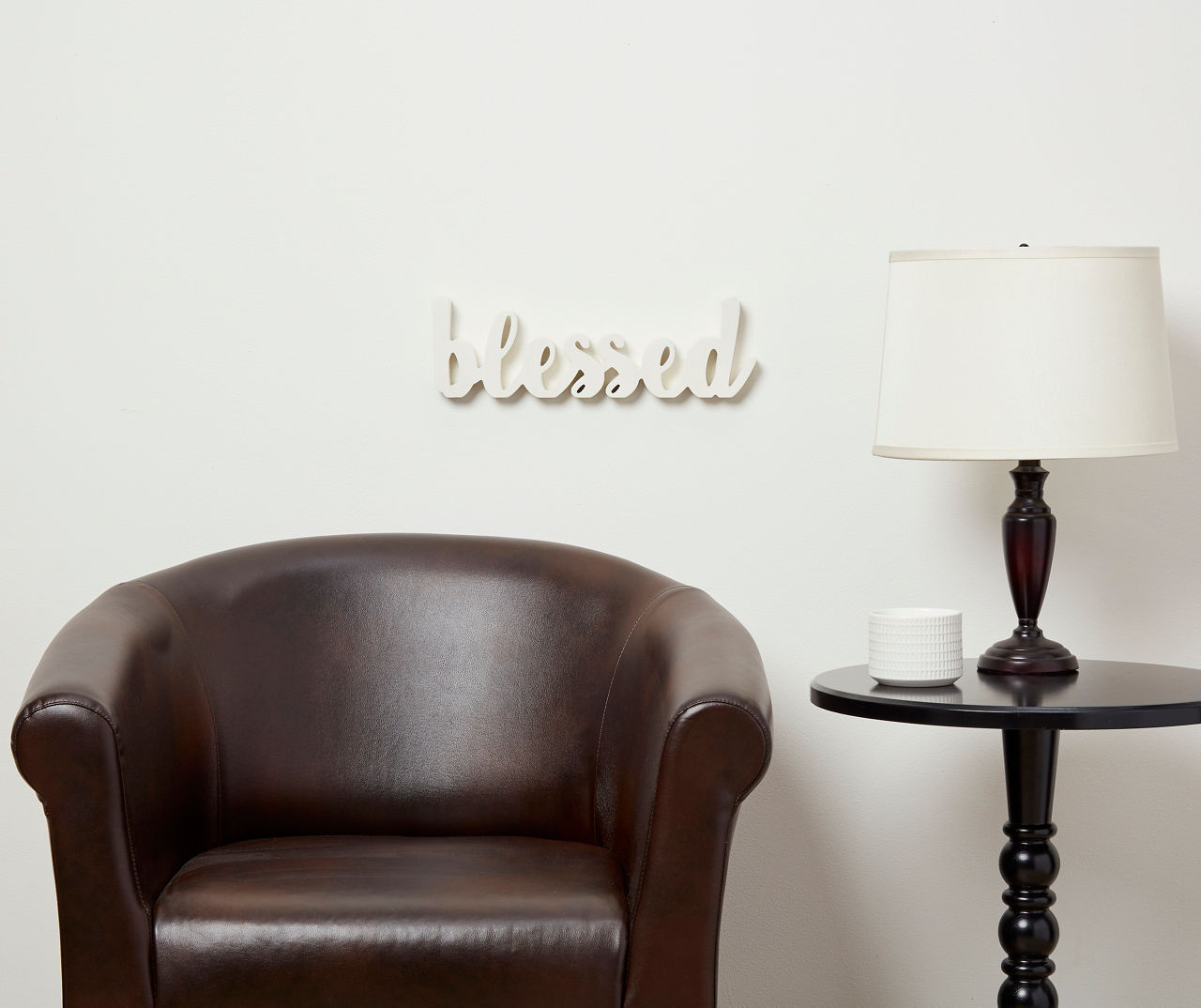 "Blessed" White Word Script Plaque | Big Lots