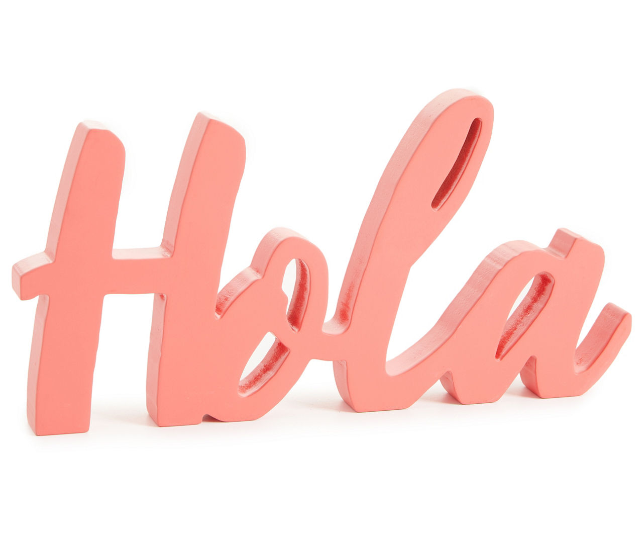 "Hola" Coral Word Script Plaque | Big Lots