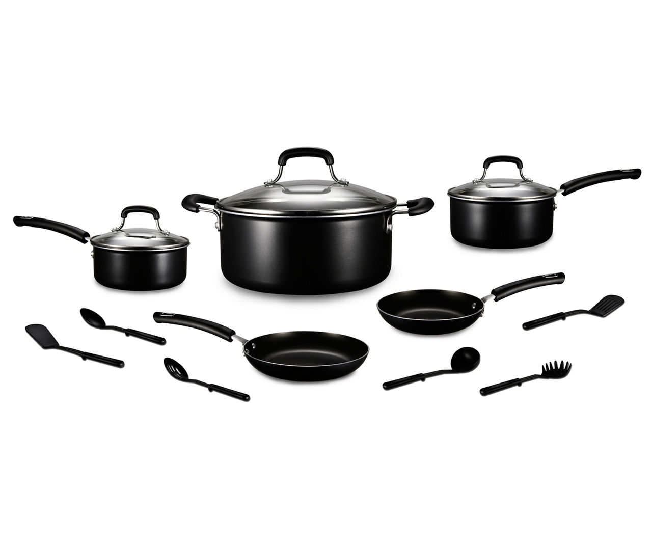 Great Gatherings Black & Chrome Pot & Pan Cookware Set, 14-Piece | Big Lots